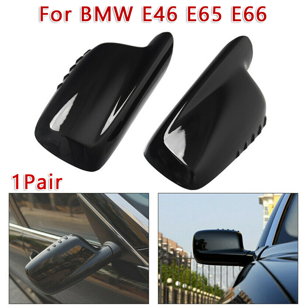 1Pair Glossy Black Side Rearview Mirror Cover Cap Fits BMW E65 E66 E67 ...
