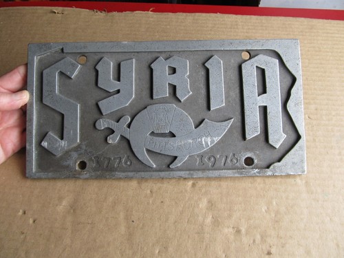 Bicentennial Syria Shriner Kedive Aluminum License Plate Pittsburg PA ...