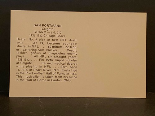 Signed Dan Fortmann Photo Card HOF AUTOGRAPH Chicago Bears CERTIFIED ...