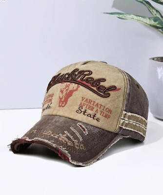 Men & Women Letter Embroidered Ripped Adjustable Casual Baseball Cap ...