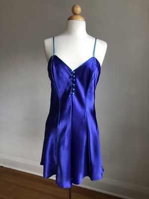 STUNNING VTG CACIQUE Purple Silky Satin Teddy Romper Lingerie SZ M ...