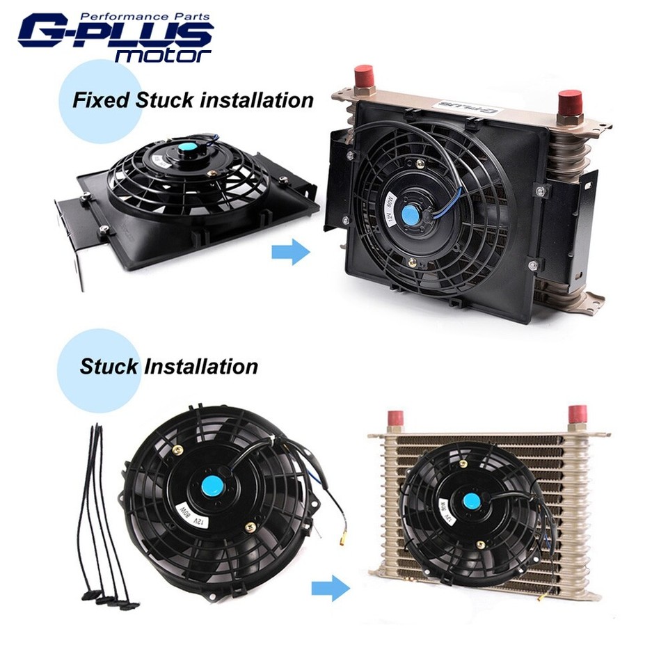 Fit For 30 Row 10AN Universal Engine Transmission Oil Cooler+7" Cooling ...