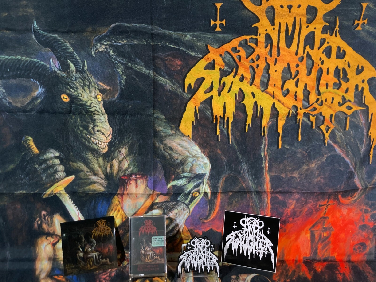 NUNSLAUGHTER Red Is The Color Of... Asian Press Cassette with Flag Patch Sticker | eBay