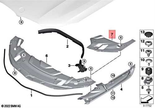 Genuine BMW M5 F90 G30 G31 G38 Upper Right Engine Compartment Cover ...