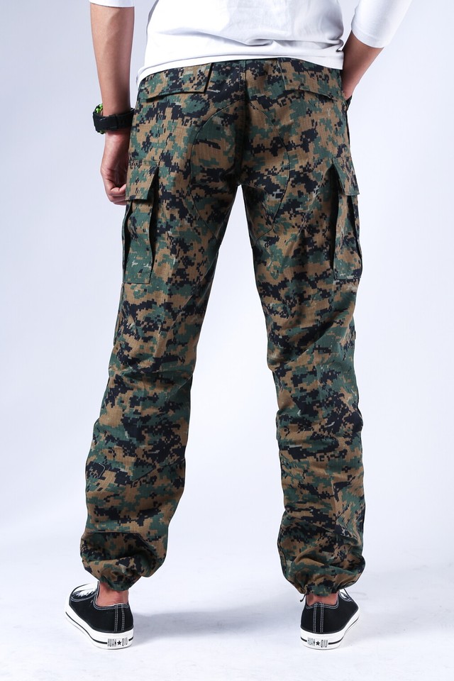 BACKBONE Mens Army Style BDU Pants Multi-Pocket Camouflage Casual Cargo ...