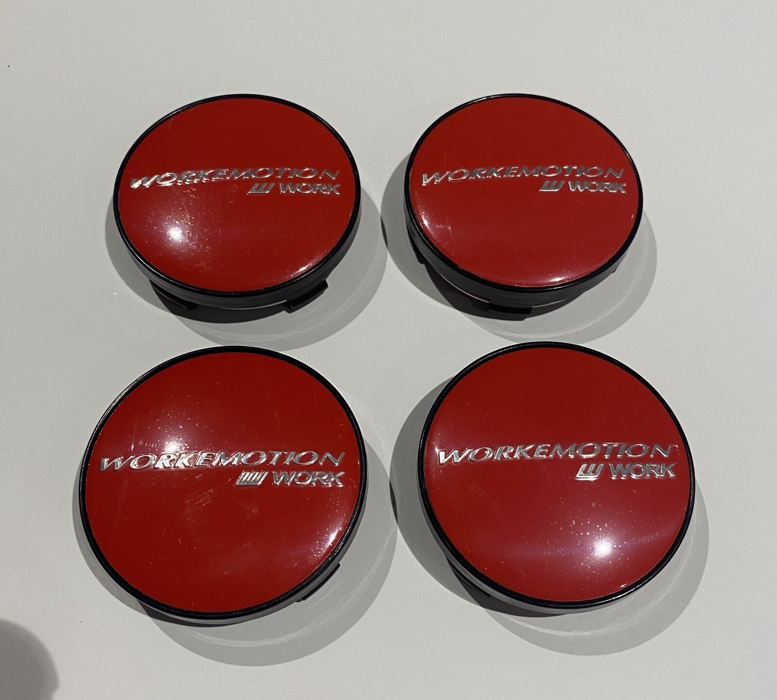 WORK EMOTION Red Wheel Center Caps 60mm Emblem 4pc JDM Cap | eBay