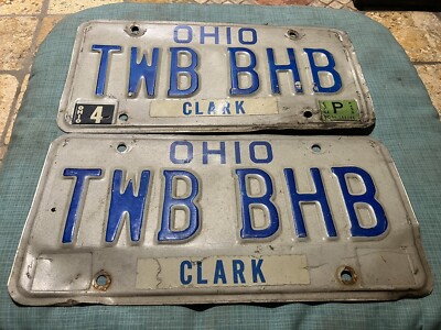 1984 Ohio License Plates- Clark County~Personalized “TWB BHB” Pair | eBay