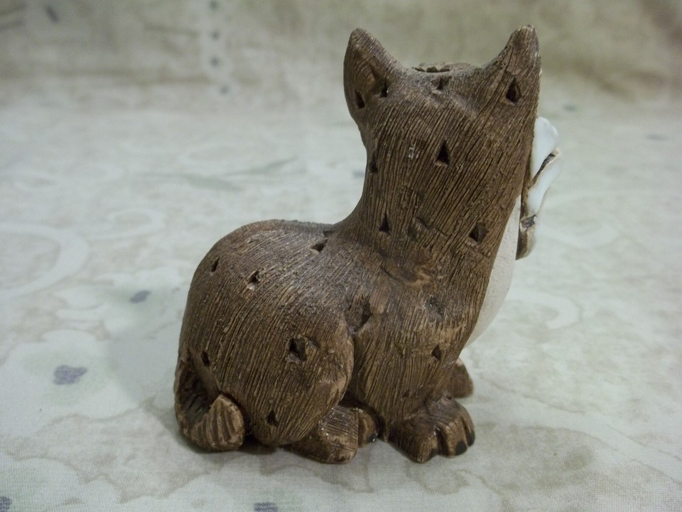 ARTESANIA RINCONADA CLAY POTTERY HAND CARVED LYNX CAT URUGUAY SIGNED ...