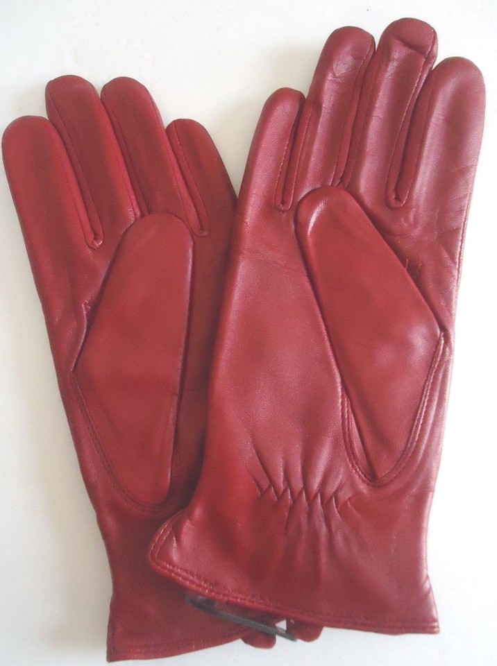 Ladies Women's Genuine Leather Driving Gloves, Red, Small | eBay