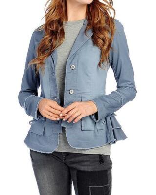 NEW - Indigo Thread Co.™ Woven Twill Ruffled Back Lace-up Detail Frayed ...