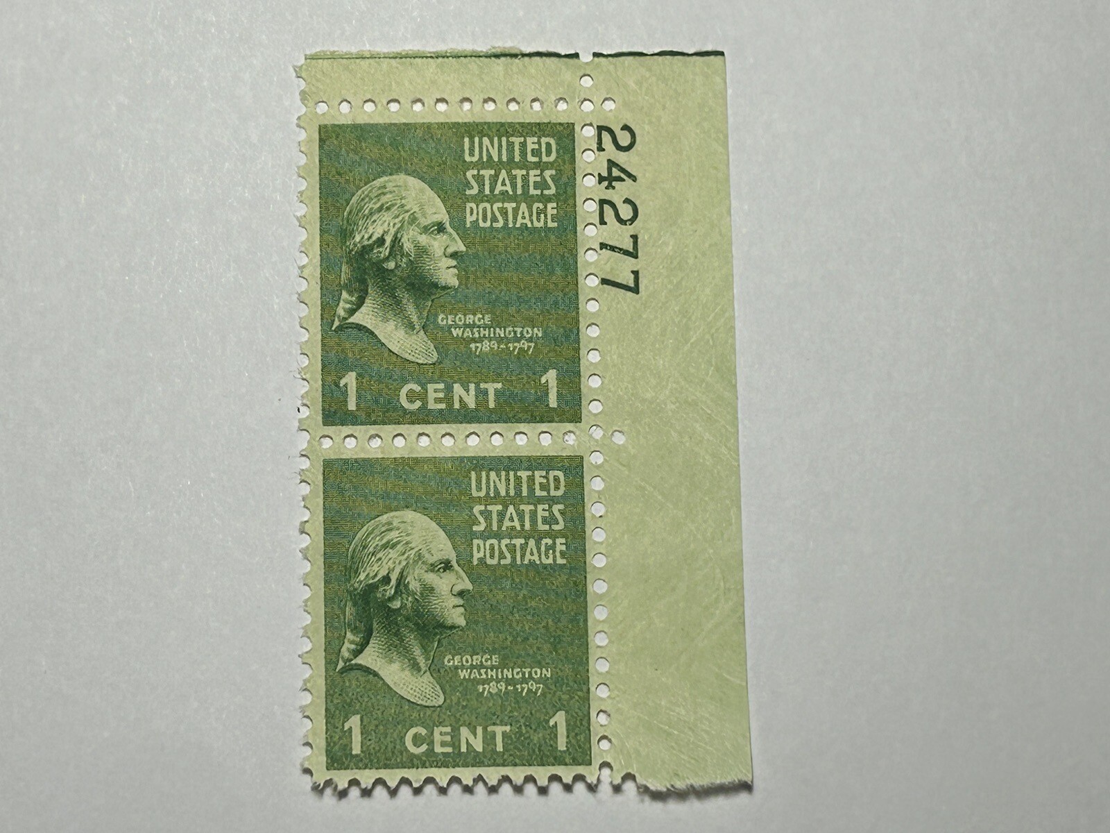 1789-1797 George Washington 1 Cent Stamp Green U.S. Postage Never ...