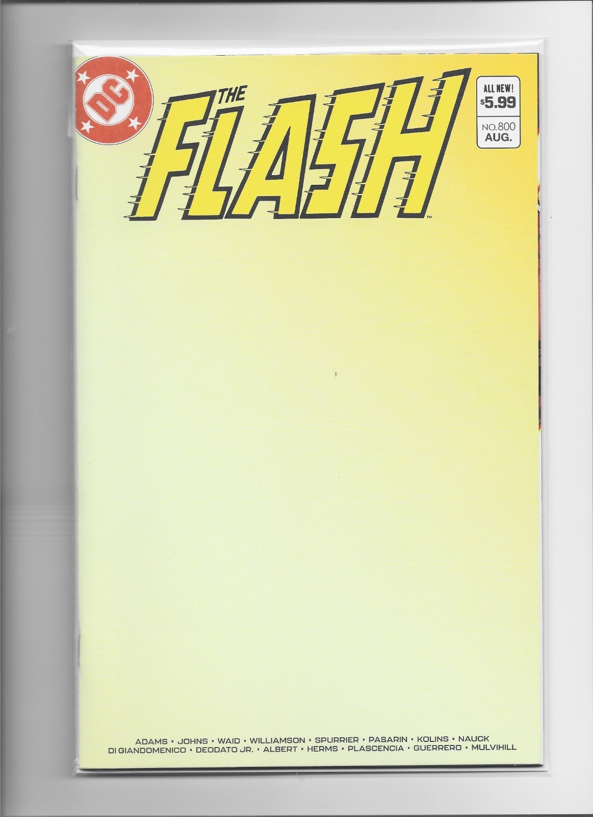 FLASH #800 YELLOW BLANK VARIANT COVER - DC COMICS/2023 NEAR MINT UNREAD ...