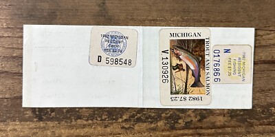 1982 **MICHIGAN** Fishing Trout & Salmon Stamp Permit License | eBay