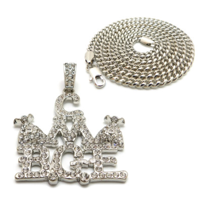 Iced Silver PT CMG BGE Pendant & 24" Box, Cuban, Rope Chain Hip Hop ...