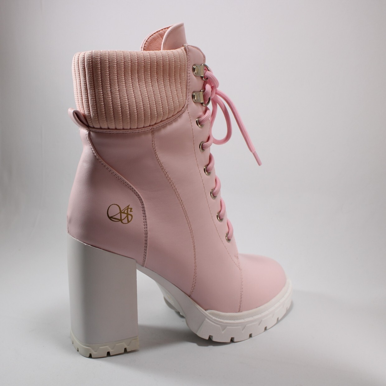 Limited Edition, Designer, Baby Pink Combat Heeled Boots, Size NZ 10.5 ...