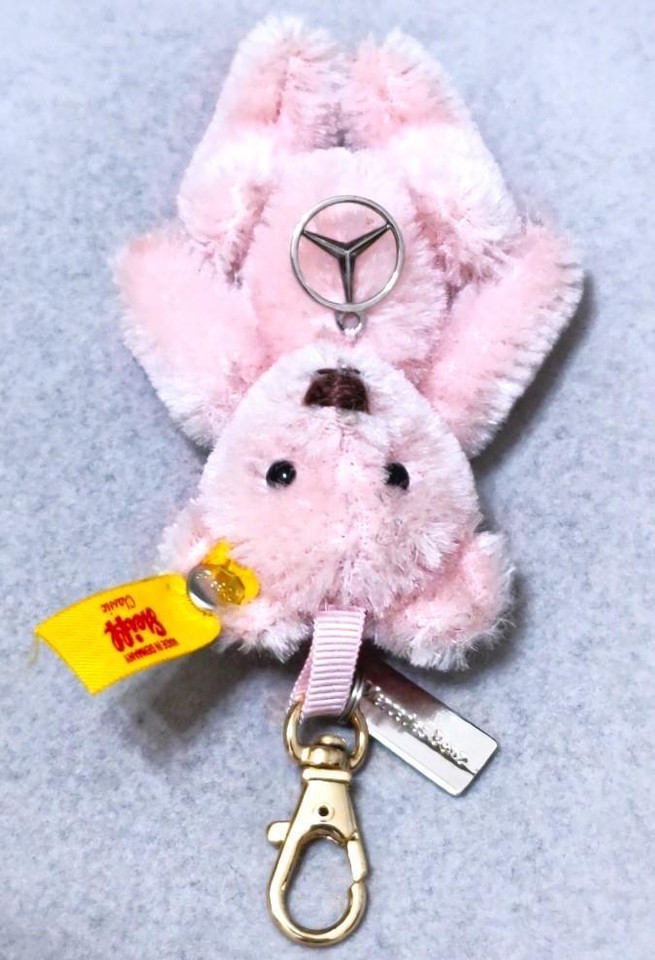 Mercedes Benz x Steiff Keyring Teddy Bear Pink Keychain No Box Mascot ...