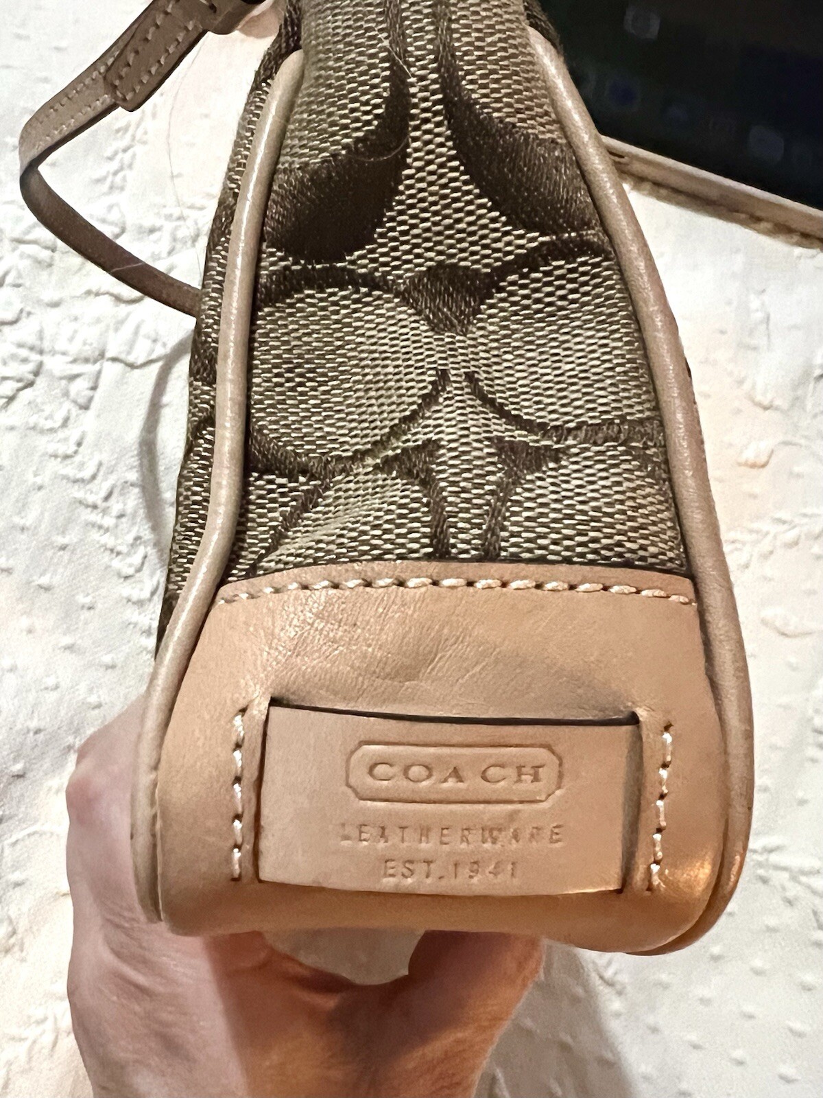 Coach Signature Leather Canvas Monogram Mini Shoulder Bag w/ Dust Bag ...