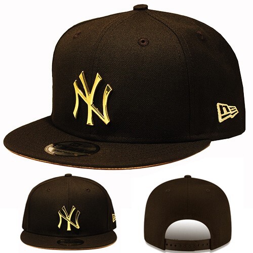 New Era New York Yankees Black Snapback Hat MLB Metallic Gold Team ...