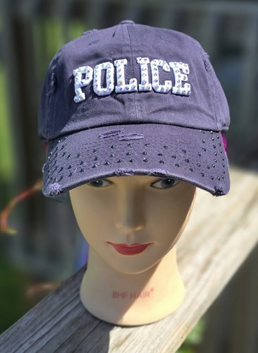 Ladies Navy Blue Police BLING Hat cap NEW vintage | eBay