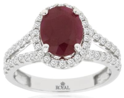 3.07CT DIAMOND & AAA RUBY 14KT WHITE GOLD 3D OVAL & ROUND HALO ...
