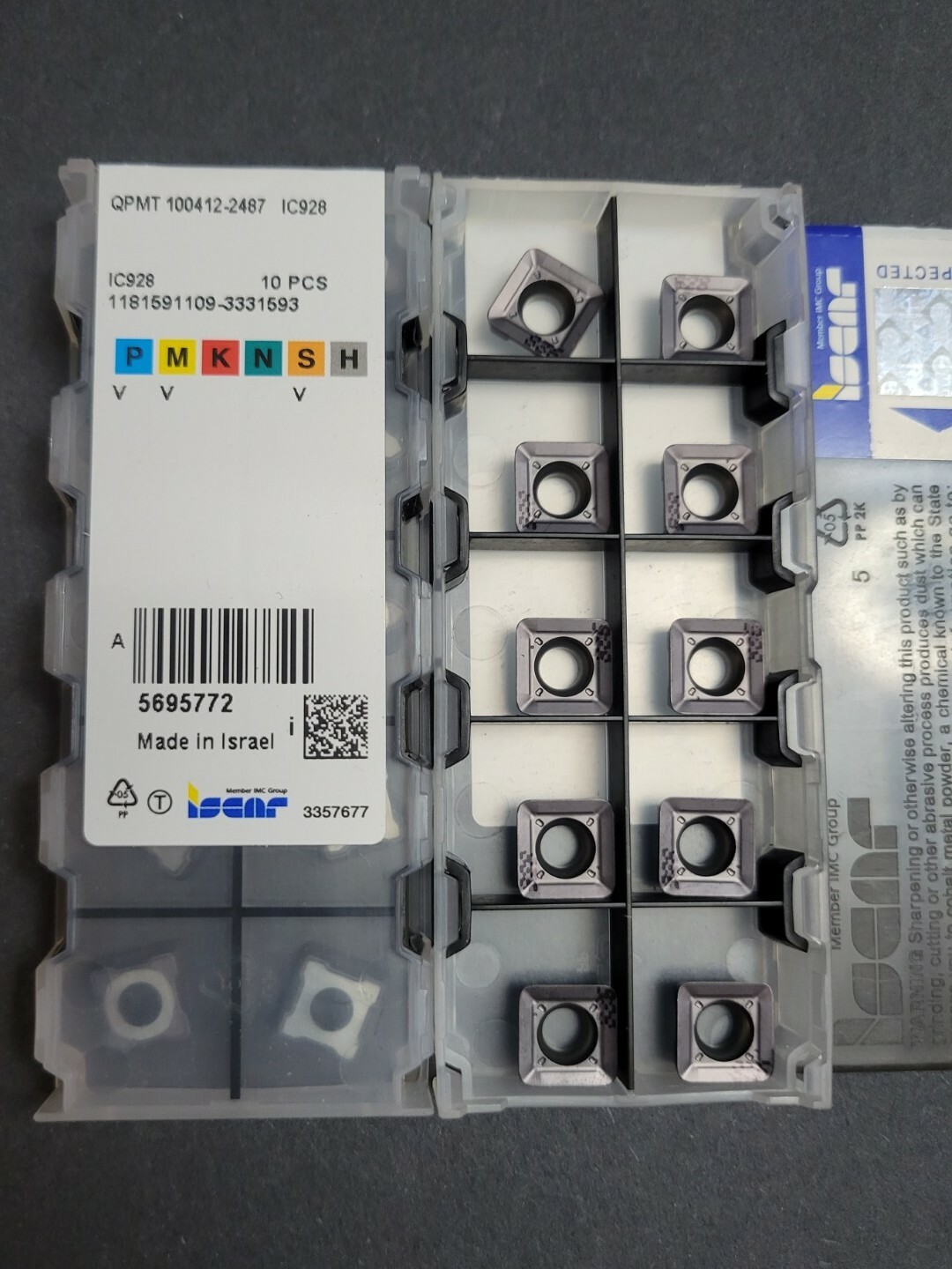 10pc ISCAR QPMT 1004 .. Grade IC928 Inserts Quad 2000 Milling Slotting ...