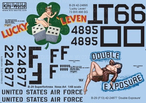 Kits World Kw148075 1/48 Us Army B-29 Super Fortress Decal 498Th ...