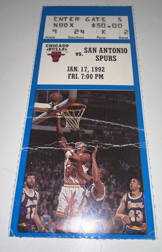Spurs Bulls NBA Ticket Stub Michael Jordan David Robinson HOF 1/17/1992 ...