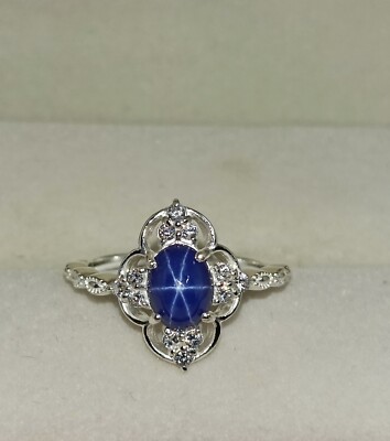 Vintage Blue Star Sapphire Ring Lindy Star Ring 6 Rays Blue Star Ring ...