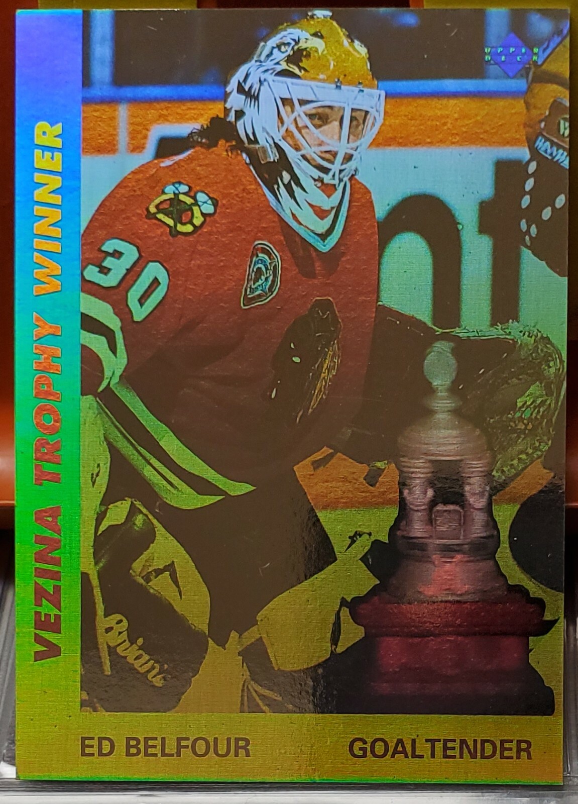 Ed Belfour 1991-92 Upper Deck NHL #AW7 Hologram Vezina Trophy Winner ...