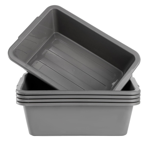 5PCS Plastic Bus Tubs 8L Small Dish Tubs Food Service Kitchen Rectangle ...