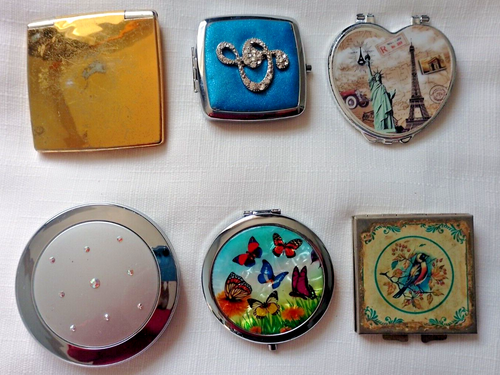 6 VINTAGE Collectables - ladies mirror compacts & others mixed sizes ...