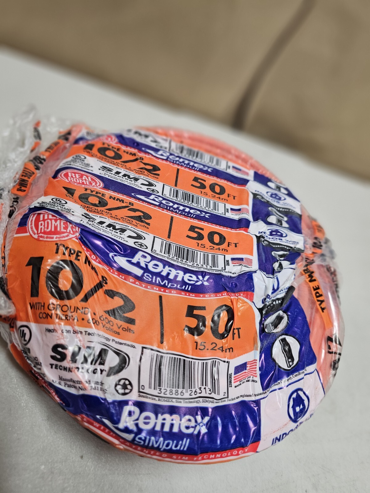 Southwire 28829022 50' 10/2 with Romex Ground SIMpull Electrical Wire ...