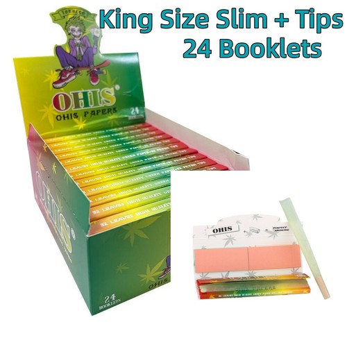 OHIS Natural King Size Slim Rolling Papers With Filter Tip Full Box 24 ...