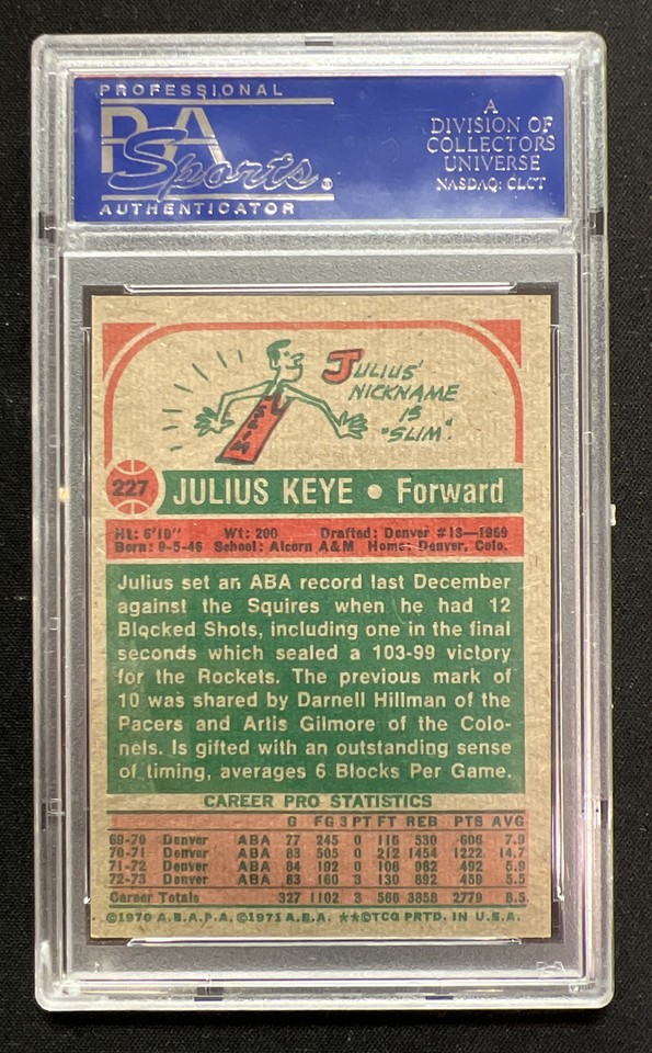 1973 Topps #227 Julius Keye NM-MT PSA8! SHARP CARD! | eBay