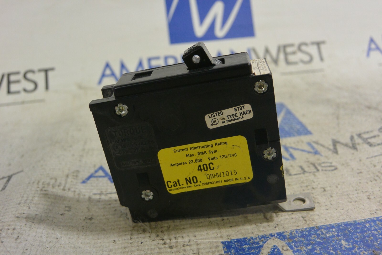 Westinghouse QBHW1015 1 Pole 15 Amp 22 kA 120/240 Volt Bolt-On Circuit ...
