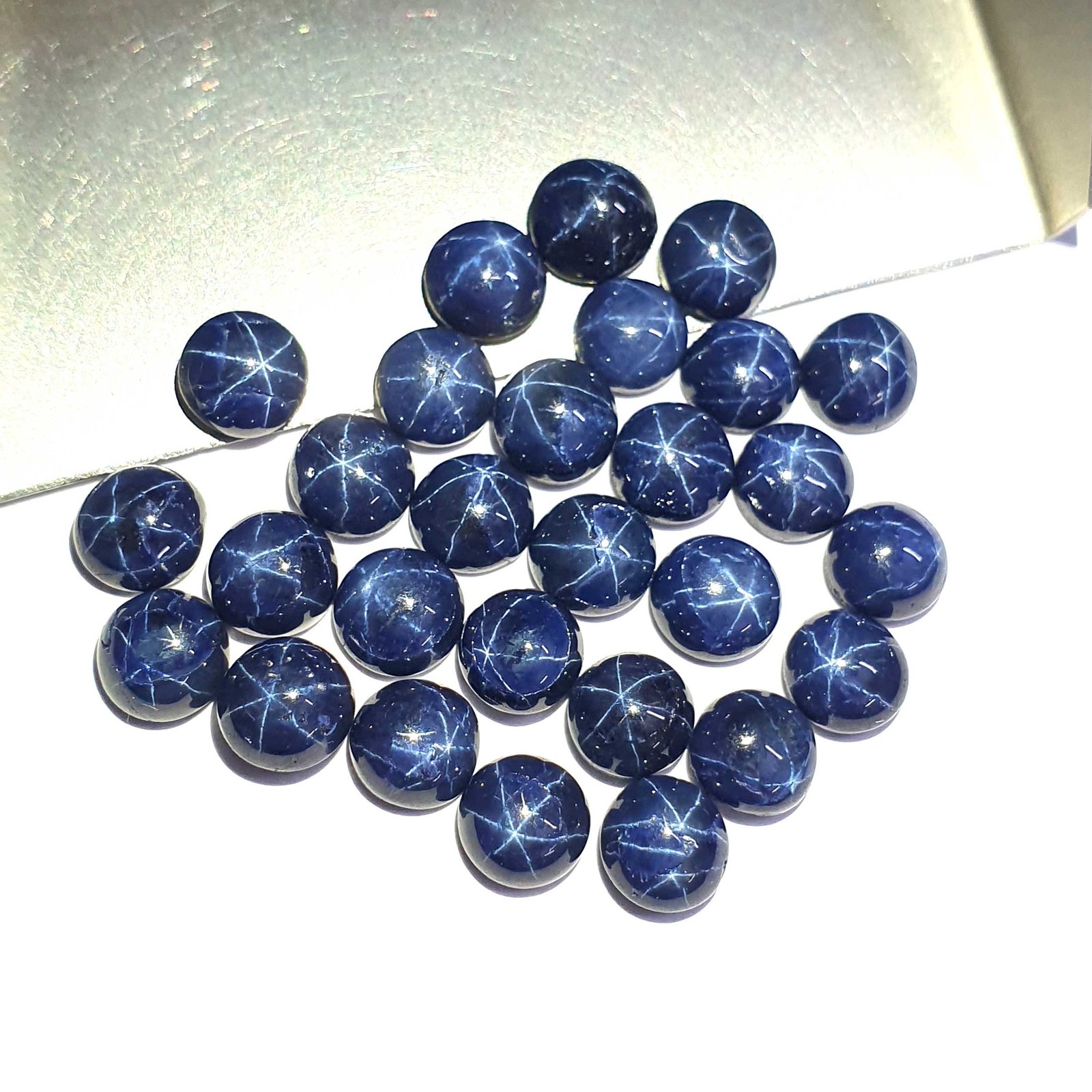Natural Star Blue Sapphire Diopside Round Cabochon Gemstone Lot 8 Pcs 6 ...
