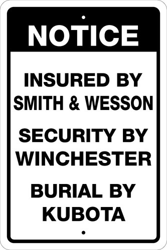 NOTICE-12"X18" ALUM SIGN, GUNS PISTOL 9MM, RIFLE, SHOT GUN, 2ND ...