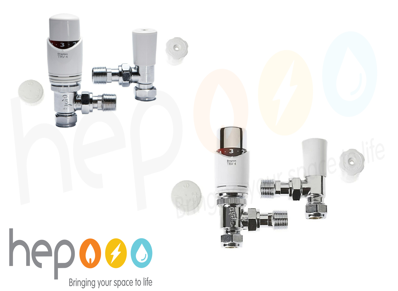 Drayton TRV4 Classic Thermostatic Radiator Valve Chrome & White or Full ...