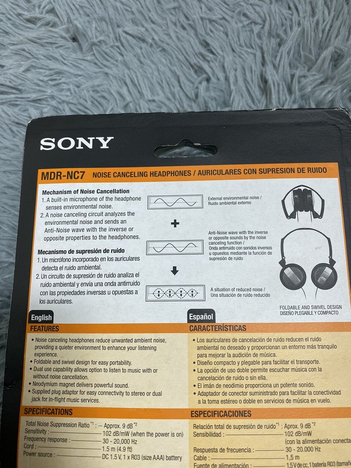 SONY Noise Canceling Headphones MDR-NC7 Black | eBay