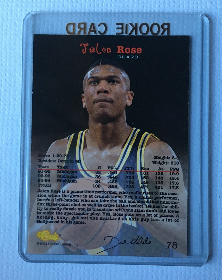 1994 Classic Jalen Rose Rookie Card #78 | eBay