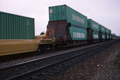 Railroad Slide - Evergreen Intermodal Containers Cars Freight Train ...