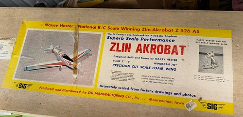 Sig manufacturing Zlin Akrobat (acrobat) 1/6 scale 70" R/C Kit Z 526 RC ...