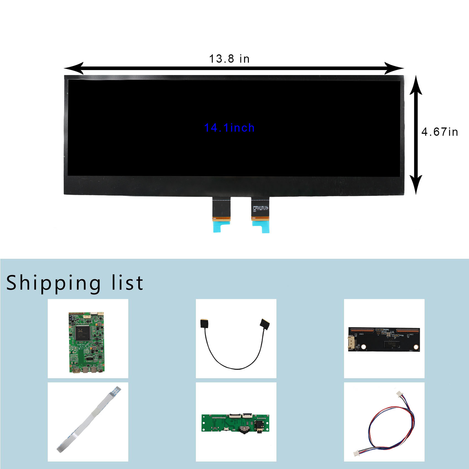 14inch 3840x1100 Capacitive Touch LCD Screen With HD USB Controller ...
