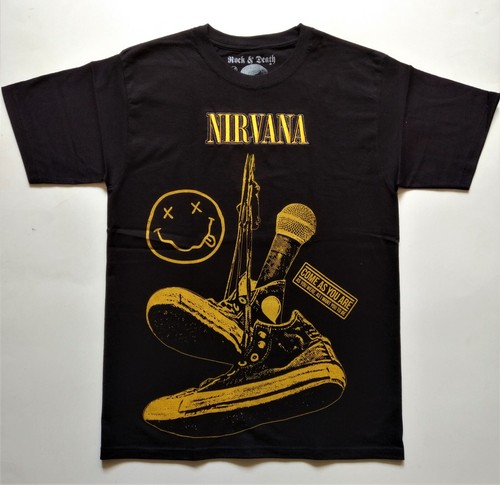 NIRVANA T-Shirt RARE Embroidered Logo Nevermind Kurt Cobain Grunge ...