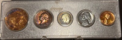 1964-P PROOF SET / AMAZING COLOR ON ALL COINS / SILVER UNCIRCULATED ...