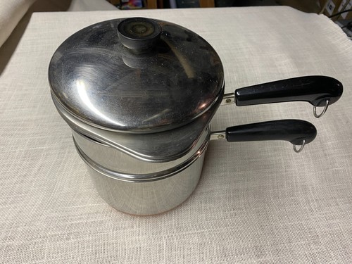 1801 Revere Ware Rome, NY SS 3qt Sauce Pan, Double Boiler X2 + Lid ...