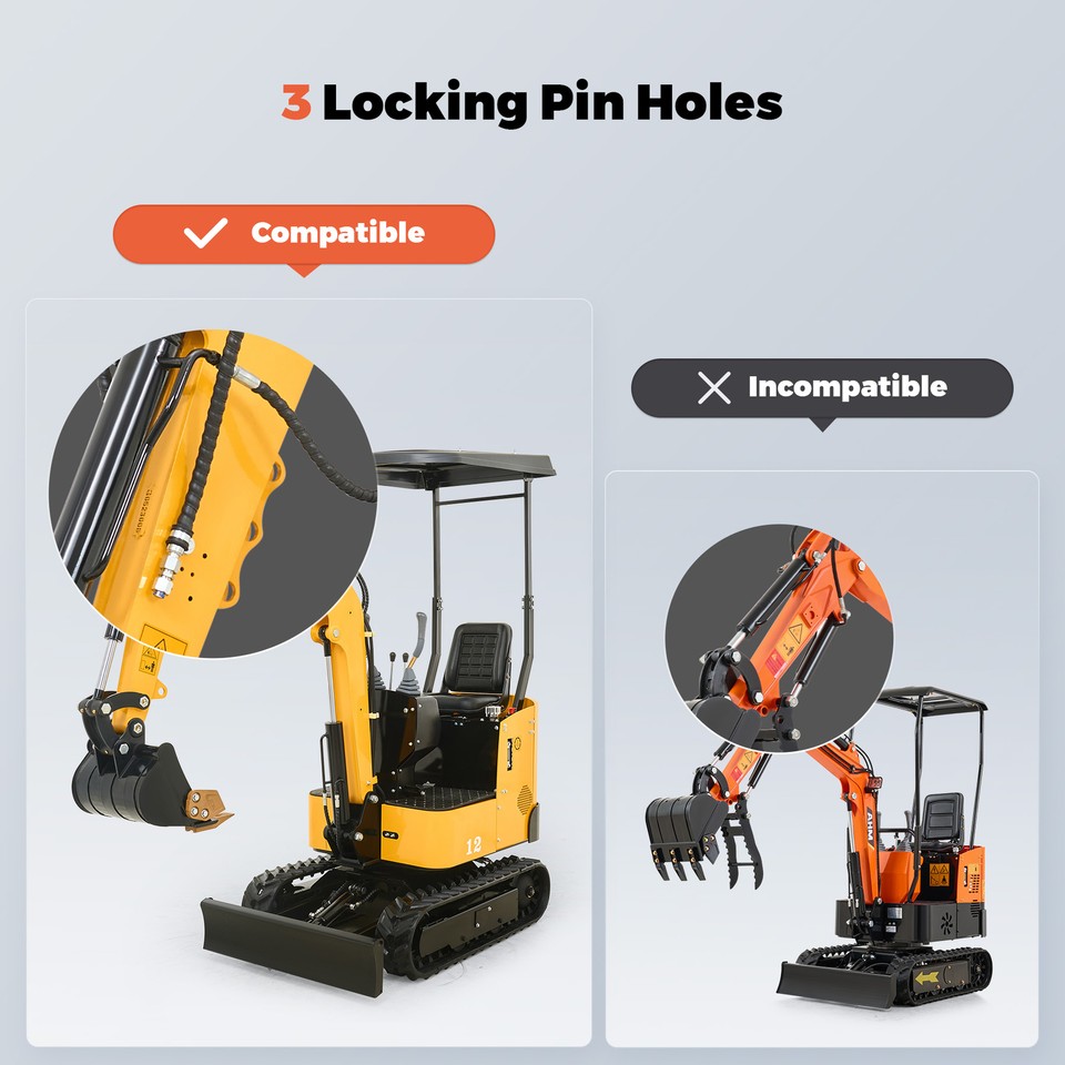 L-Shaped Hydraulic Thumb Clip Mini Excavator Digger Attachment 3-Holes ...