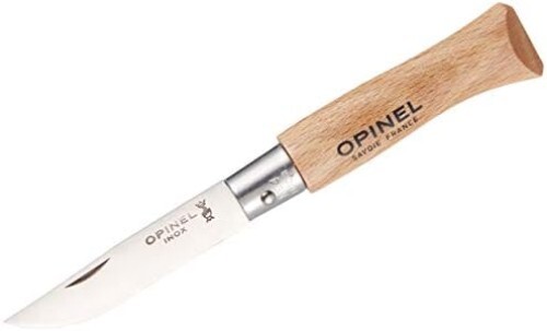 Opinel Stainless Steel INOX Folding Knife, Beechwood Handles, Smaller ...