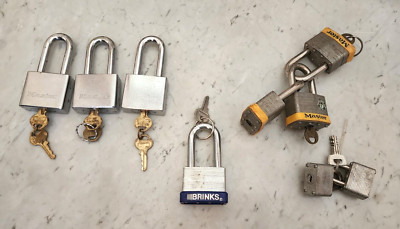 Lot of 9 Master 532 No. 5 22 & Brinks 50MM Locks Padlocks Keys | eBay