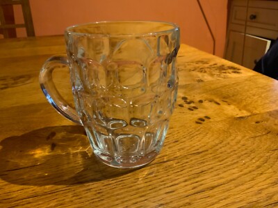 Vintage Traditional Glass full Pint Beer Tankard Dimple Made in France ...